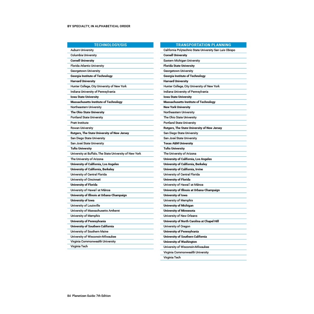 Planetizen Guide to Graduate Urban Planning Programs, 7th Edition (PDF) - Planetizen Store